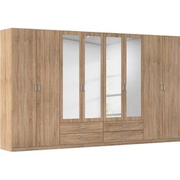Kleiderschrank Rauch "Schrank Garderobe Ankleide GAMMA Breiten 91/136/181/226/271/315/360 cm", eiche sonoma, griffe alu, B:360cm H:210cm T:54cm, Holzwerkstoff, Schr&auml;nke, Kleiderschrank, verschiedene Griff-Varianten, mit Spiegel TOPSELLER MADE IN GERMANY