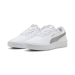 Sneaker Puma "COURT LALLY METALLIC WHISPER", Damen, Gr. 38, Puma wei&szlig;, Puma silber, Synthetik, Schuhe Sneaker, atmungsaktives Innenmaterial aus Textil, Obermaterial aus Synthetik
