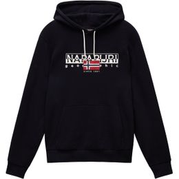 Hoodie Napapijri, Herren, Gr. S, schwarz, Sweatware, Obermaterial: 100% Baumwolle, unifarben, regular fit normal, Rundhals, eingesetzt Rippb&uuml;ndchen, Sweatshirts Hoodie, Mit Rundhalsausschnitt