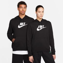 Kapuzensweatshirt Nike Sportswear "Club Fleece Women's Logo Pullover Hoodie", Damen, Gr. S, schwarz-wei&szlig; (schwarz, wei&szlig;), Obermaterial: 80% Baumwolle, 20% Polyester, B&uuml;ndchen, Sweatshirts Kapuzensweatshirt, Damen Kapuzenpullover aus weichem Fleece Material
