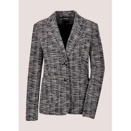 Madeleine Mode Jackenblazer MADELEINE "Tweedblazer Jerseyblazer mit Reverskragen", Damen, Gr. 44, schwarz (schwarz, wollwei&szlig;, silberfarben), Obermaterial: 85% Polyester PES. 11% Baumwolle CO. 2% Elasthan EL. 2% metallisierte Fasern MTF., Modern, normal, Blazer Jackenblazer, Tweed-Optik, Jerseyblazer