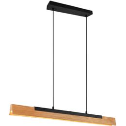 Trio LEUCHTEN LED Pendelleuchte "Kerala", schwarz (schwarz matt), 1, H: 150cm, 1 Stk., Leuchten, H&auml;ngelampe aus Holz + Metall, Touchdimmer, h&ouml;henverstellbar, warmwei&szlig;, LED Pendelleuchte