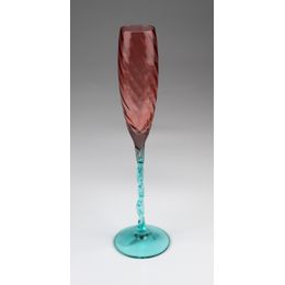 Sektglas AM Design "Handgefertigt", pink, blau, B:8cm H:29cm, Glas, Trinkgef&auml;&szlig;e, Sektglas, 3er Set