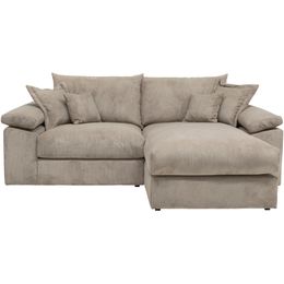 Ecksofa Home Affaire "Soft&Cosy XL L-Form, B: 246 cm - OTTO. Verl&auml;ssliche Qualit&auml;t.", grau (taupe), B:246cm T:187cm, 100% Polyester, Sofas, Ecksofa, Mega-Sofa, Cord oder Chenille-Struktur, mit Federkern & 4 Zierkissen