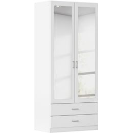 Kleiderschrank Rauch "Schrank Garderobe Ankleide GAMMA Breiten 91/136/181/226/271/315/360 cm", alpinwei&szlig;, griffe alu, B:91cm H:210cm T:54cm, Holzwerkstoff, Schr&auml;nke, Kleiderschrank, verschiedene Griff-Varianten, mit Spiegel TOPSELLER MADE IN GERMANY