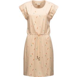 Druckkleid Ragwear "Druckkleid Mallory Print Dress Organic", Damen, Gr. L, N-Gr, beige, Obermaterial: 100% Baumwolle CO(Bio). Obermaterial: 100% Baumwolle CO(Bio)., Kleider Druckkleid