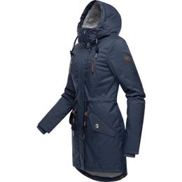 Wintermantel Ragwear "Wintermantel Elsie Melange", Damen, Gr. 4XL, blau (navy), Obermaterial: 100% Polyester PES. Obermaterial: Futter: 100% Polyester PES. 100% Polyester PES., M&auml;ntel Wintermantel