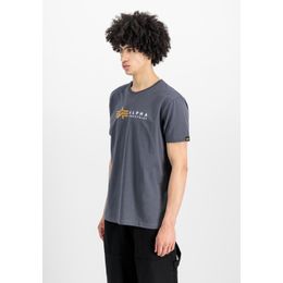 T-Shirt Alpha Industries "Alpha Label T-Shirt", Herren, Gr. S, grau (grauschwarz), Obermaterial: 100% Baumwolle, Shirts T-Shirt