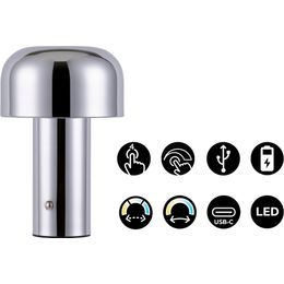 OTTO HOME LED Tischleuchte "Ronno", chrom, 1, &Oslash; 12,6cm H: 19cm, 1 Stk., Leuchten, USB-C, Akku, Typ-C-Ladekabel, CCT, Tischlampe kabellos, Akkulampe, LED Tischleuchte