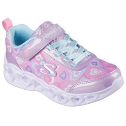 Sneaker Skechers "HEART LIGHTS", M&auml;dchen, Gr. 30, bunt (lavendel, multi), Synthetik, Textil, Glitzer, kontrastfarbene Details, Schuhe Sneaker, Blinkschuh mit Herz-Laufsohle, Gr&ouml;&szlig;enschablone zum Download