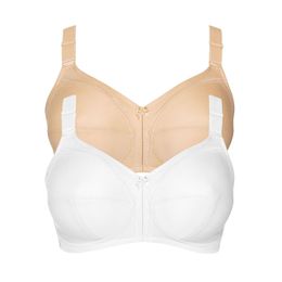 B&uuml;gelloser BH LISCA "2er Pack BH ohne B&uuml;gel Mirelas", Damen, Gr. 90, Cup D, bunt (beige wei&szlig;), Obermaterial: 55% Polyamid PA. 25% Elasthan EL. 20% Baumwolle CO., BHs B&uuml;gelloser BH