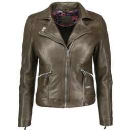 Lederjacke Mustang "Lederjacke 31019271", Damen, Gr. L, gr&uuml;n (olive), Obermaterial: 100% Lammleder LEL. Futter: 100% Baumwolle CO., Jacken Lederjacke