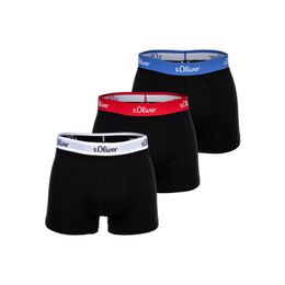 Boxershorts s.Oliver "Boxershort 3er Pack", Herren, Gr. M, schwarz (schwarz kontrast), Obermaterial: 92% Baumwolle CO. 8% Elasthan EL., Unterhosen Boxershorts