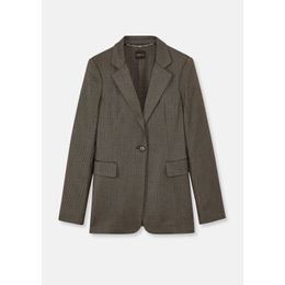 Madeleine Mode Jackenblazer MADELEINE "Blazer Blazer mit Fischgrat-Dessin", Damen, Gr. 38, gr&uuml;n (taupe, schwarz), Obermaterial: 70% Polyester PES. 28% Viskose CV. 2% Elasthan EL., Modern, Blazer Jackenblazer