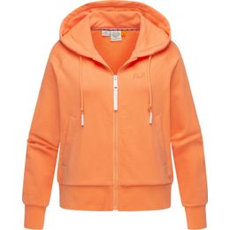 Kapuzensweatjacke Ragwear "Sweatjacke Taila", Damen, Gr. XXL, rosa (peach), Obermaterial: 70% Baumwolle CO. 30% Polyester PES., Sweatjacken Kapuzensweatjacke