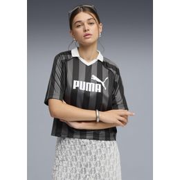 T-Shirt Puma "ESS JERSEY", Damen, Gr. M, Puma schwarz, Web, Obermaterial: 100% Polyester, unifarben, relaxed fit kurz, V-Ausschnitt, Shirts T-Shirt, lockere Passform, Kurzarm, atmungsaktiv, mit V-Ausschnitt