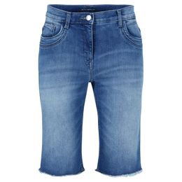 Shorts Betty Barclay "Jeans-Shorts mit aufgesetzten Taschen", Damen, Gr. 48, EURO, blau (light blau denim), Obermaterial: 83% Baumwolle CO. 15% Polyester PES. 2% Elasthan EL., Hosen Shorts
