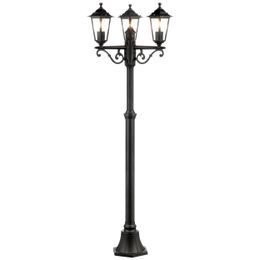 Au&szlig;en-Stehlampe Brilliant "Carleen", schwarz, H:200cm &Oslash;:61cm, Leuchten, Au&szlig;en-Stehlampe, 200 cm H&ouml;he, &Oslash; 61 cm, 3 x E27, Metall/Glas, schwarz