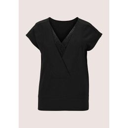 Madeleine Mode Kurzarmshirt MADELEINE "Shirt &Auml;rmelloses Shirt mit Strass-Steinen", Damen, Gr. 38, schwarz, Obermaterial: 100% Baumwolle CO., Modern, normal, Shirts Kurzarmshirt