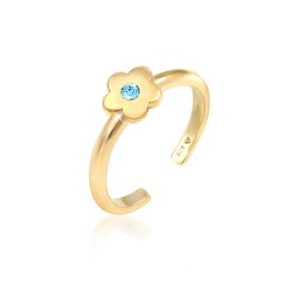 Silberring Elli "Ring Kinder Blume Kristall 925 Silber", gold, Fingerringe, M&auml;dchen, Silber 925 (Sterlingsilber), Silberring