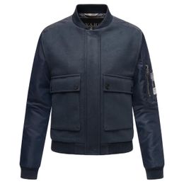Bomberjacke Navahoo "Bomberjacke Willstehaben 14", Damen, Gr. L, blau (navy), Obermaterial: 90% Polyacryl PAN. 8% Viskose CV. 2% Elasthan EL. Obermaterial: 100% Nylon NY. Futter: 100% Polyester PES. 100% Polyester PES., Jacken Bomberjacke