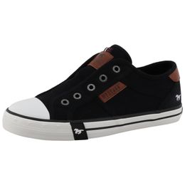 Slip-On Sneaker Mustang Shoes "Winona", Damen, Gr. 37, schwarz, Baumwolle, Schuhe Slip-On Sneaker, Freizeitschuh, Slipper, Halbschuh mit Logo-Aufn&auml;hern