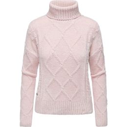 Strickpullover Ragwear "Strickpullover Janna Short", Damen, Gr. S, rosa (marshmallow), Obermaterial: 100% Polyester PES. Futter: 100% Polyester PES., Rundhals, &Auml;rmel ohne &Auml;rmelschlitz Rippb&uuml;ndchen, Pullover Strickpullover