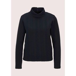 Madeleine Mode Langarmshirt MADELEINE "Sweatshirt Sweatshirt mit Zopfstruktur", Damen, Gr. 48, blau (marine), Obermaterial: 83% Polyester PES. 14% Viskose CV. 3% Elasthan EL., Modern, gerade, Shirts Langarmshirt, Zopfstruktur