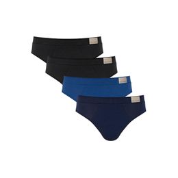 Slip Sloggi "Slip GO Natural Brief C4P 4er Pack", Herren, Gr. S, bunt (schwarz, blau), Obermaterial: 95% Baumwolle CO. 5% Elasthan EL., Unterhosen Slip