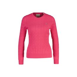 Sweater Gant "Strickpullover STRETCH COTTON CABLE C-NECK", Damen, Gr. 3XL, pink, Obermaterial: 88% Baumwolle CO. 10% Polyamid PA. 2% Elasthan EL., Sweatshirts Sweater