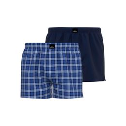 G&ouml;tzburg Webboxer G&Ouml;TZBURG "Web-Boxershorts 2er Pack", Herren, Gr. L, blau (blau, wei&szlig;), Obermaterial: 100% Baumwolle CO., Unterhosen Webboxer