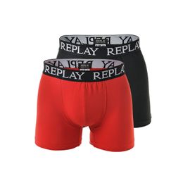 Boxershorts Replay "Boxershort 2er Pack", Herren, Gr. M, rot (rot, schwarz), Obermaterial: 95% Baumwolle CO. 5% Elasthan EL., Unterhosen Boxershorts