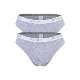 Slip Sloggi "Slip Basic Mini 2er Pack", Herren, Gr. XL, grau, Obermaterial: 94% Baumwolle CO. 6% Elasthan EL., Unterhosen Slip