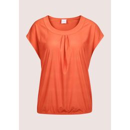 Madeleine Mode Kurzarmshirt MADELEINE "Shirt Leichtes Kurzarm-Shirt mit Rundhalsausschnitt", Damen, Gr. 36, orange (blutorange), Obermaterial: 95% Polyester PES. 5% Elasthan EL., Modern, normal, Shirts Kurzarmshirt