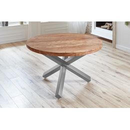 Esstisch RUNA / naturfarben / 140 cm / Stern-Gestell Silber