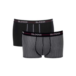 Boxershorts Sloggi "Boxershort Start Hipster C2P box 2er Pack", Herren, Gr. L, schwarz (schwarz, dunkelgrau), Obermaterial: 96% Baumwolle CO. 4% Elasthan EL., Unterhosen Boxershorts