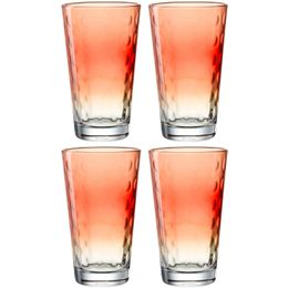 Gl&auml;ser-Set Leonardo "OPTIC", rot, H:16cm &Oslash;:9,2cm, Glas, Trinkgef&auml;&szlig;e, Gl&auml;ser-Set, 540 ml, 4-teilig