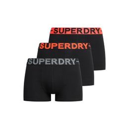 Boxershorts Superdry "Boxershort TRUNK TRIPLE PACK 3er Pack", Herren, Gr. XL, schwarz (schwarz, orange), Obermaterial: 95% Baumwolle CO. 5% Elasthan EL., Unterhosen Boxershorts