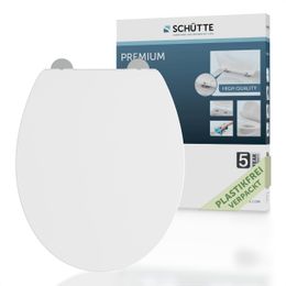Sch&uuml;tte WC-Sitz SCH&Uuml;TTE "WHITE", wei&szlig;, B:37cm H:5,5cm L:44,5cm, Duroplast, WC-Sitze, WC-Sitz, aus Kunststoff, mit Absenkautomatik und Schnellverschluss