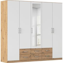 Kleiderschrank Rauch "Schrank Garderobe Ankleide GAMMA Breiten 91/136/181/226/271/315/360 cm", eiche artisan, alpinwei&szlig;, griffe chrom, B:226cm H:210cm T:54cm, Holzwerkstoff, Schr&auml;nke, Kleiderschrank, verschiedene Griff-Varianten, mit Spiegel TOPSELLER MADE IN GERMANY