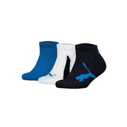 Sneakersocken Puma "Socken BWT Sneaker 3P 3er Pack", M&auml;dchen, Gr. 31-34, bunt (schwarz, wei&szlig;, blau), Obermaterial: 66% Baumwolle CO. 18% Polyamid PA. 14% Polyester PES. 2% Elasthan EL., Socken Sneakersocken