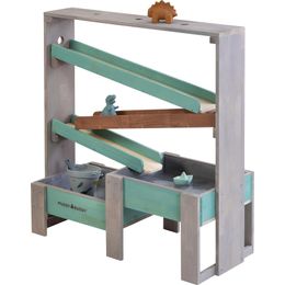 Wasserbahn Muddy Buddy "Aqua Tower", gr&uuml;n (warmgrau, salbei), Wasserbahnen, Kinder, B/H/L: 44cm x 105cm x 100cm, Holz, Wasserbahn, inkl 2 gro&szlig;er Auffangbecken, warmgrau-salbei, B:44cm H:105cm L:100cm