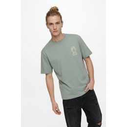 Only & Sons T-Shirt ONLY & SONS "ONSFRED LIFE RLX SS PRINT TEE NOOS", Herren, Gr. S, iceberg gr&uuml;n print:conichiwa toad, Jersey, Obermaterial: 100% Baumwolle, bedruckt, relaxed fit normal, Rundhals, Shirts T-Shirt, Baumwolle, relaxed fit