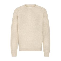 Strickfleece-Pullover Blend "Strickpullover BHDEXTER", Herren, Gr. 3XL, grau (oyster gray), Obermaterial: 84% Polyester PES. 10% Wolle mw. 6% Nylon NY., Pullover Strickfleece-Pullover