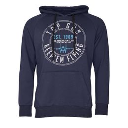 Kapuzensweatshirt Top Gun "Hoodie TG20212107", Herren, Gr. M, blau (navy), Obermaterial: 65% Baumwolle CO. 35% Polyester COOLMAX PES(Coolmax)., Pullover Kapuzensweatshirt