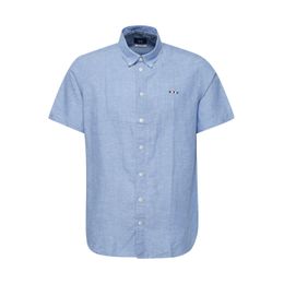 Kurzarmshirt FQ1924 "Kurzarmhemd FQErlend", Herren, Gr. L, blau (cashmere blau), Obermaterial: 57% Leinen LI. 43% Baumwolle CO., Hemden Kurzarmshirt