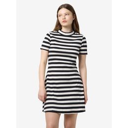 Minikleid Noisy may "NMELINOR S/S SKATER DRESS JRS NOOS", Damen, Gr. S (36), N-Gr, beige (birch stripes:schwarz), Jersey, Obermaterial: 95% Baumwolle, 5% Elasthan, gestreift, Rundhals, Kleider Minikleid, Sommerkleid