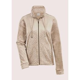 Madeleine Mode Kurzjacke MADELEINE "Sweatjacke Flauschige Nickijacke mit Rei&szlig;verschluss", Damen, Gr. 34, beige (taupe), Obermaterial: 90% Polyester PES. 10% Elasthan EL., Modern, Jacken Kurzjacke, Weiche Nicki-Qualit&auml;t