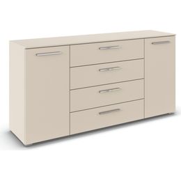 Kombikommode Rauch "Sideboard Schubkommode Kommode MONTCLAR Front Dekor/Hochglanz/Glas", beige (champagner), griffe chrom, B:160cm H:81cm T:42cm, Holzwerkstoff, Sideboards, Kombikommode, 2-t&uuml;rig, 4 ger&auml;umige Schubladen, viele Griffvarianten MADE IN GERMANY