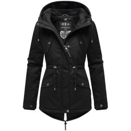 Winterjacke Marikoo "Winterjacke Manolya", Damen, Gr. XXL, schwarz (schwarz with schwarz fur), Obermaterial: 100% Baumwolle CO. Obermaterial: Futter: 100% Polyester PES. 100% Polyester PES., Jacken Winterjacke